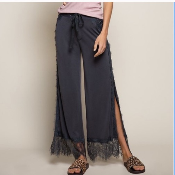 POL | Pants & Jumpsuits | Charcoal Wide Open Leg Pants Sizes S L | Poshmark